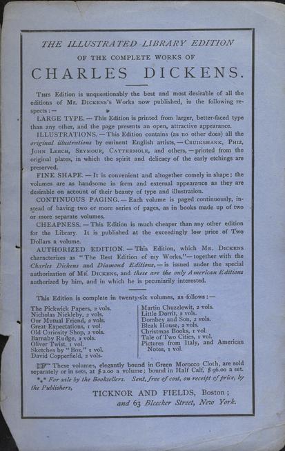 Dickens, Charles, 1812-1870.. The Readings of Mr. Charles Dickens, as ...