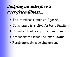 Judging an interface's . Interface Design. SLA News Division Web Site.
